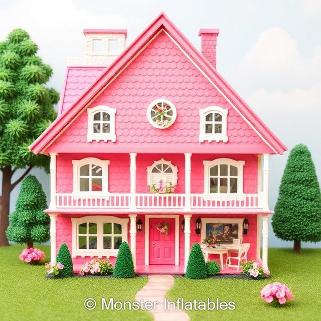 Gabby's Dollhouse Bounce & Front Slide Bouncy Castle (Pink 18x12 ...