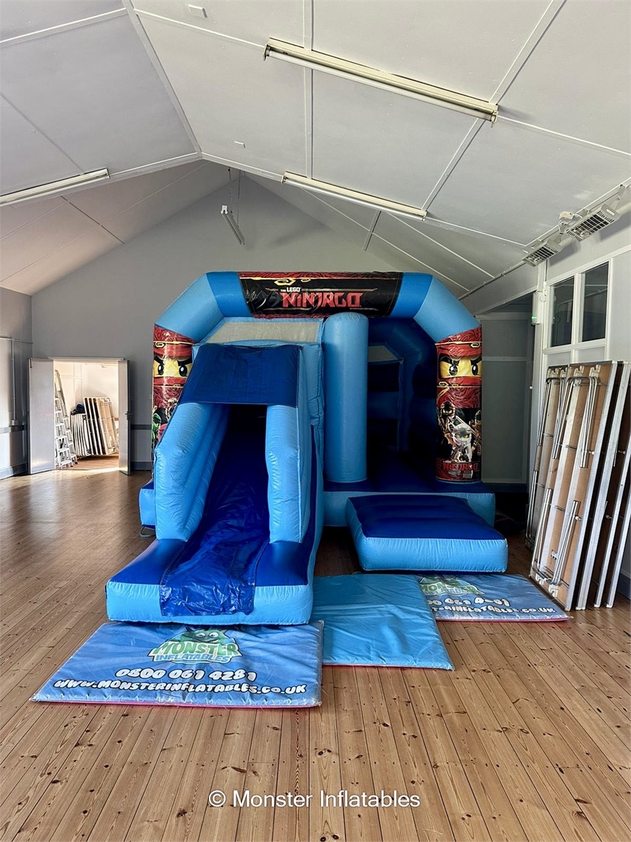 Blue Lego Ninjago Bounce & Slide Bouncy Castle Hire | Romford