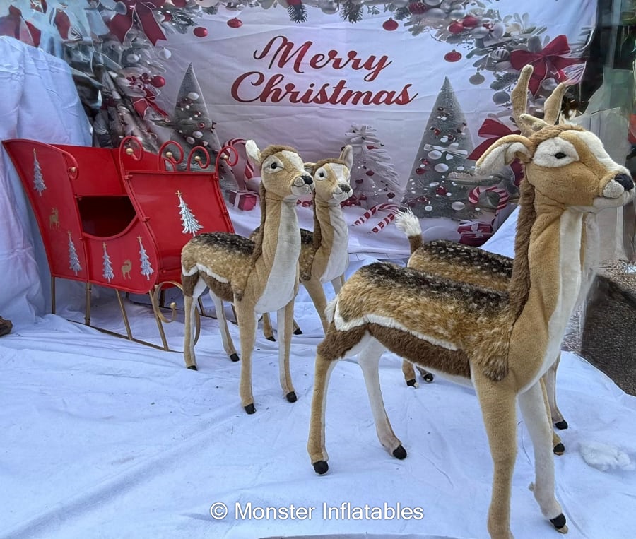Medium Metal Santa Sleigh with 4 Reindeer | Christmas Prop Hire