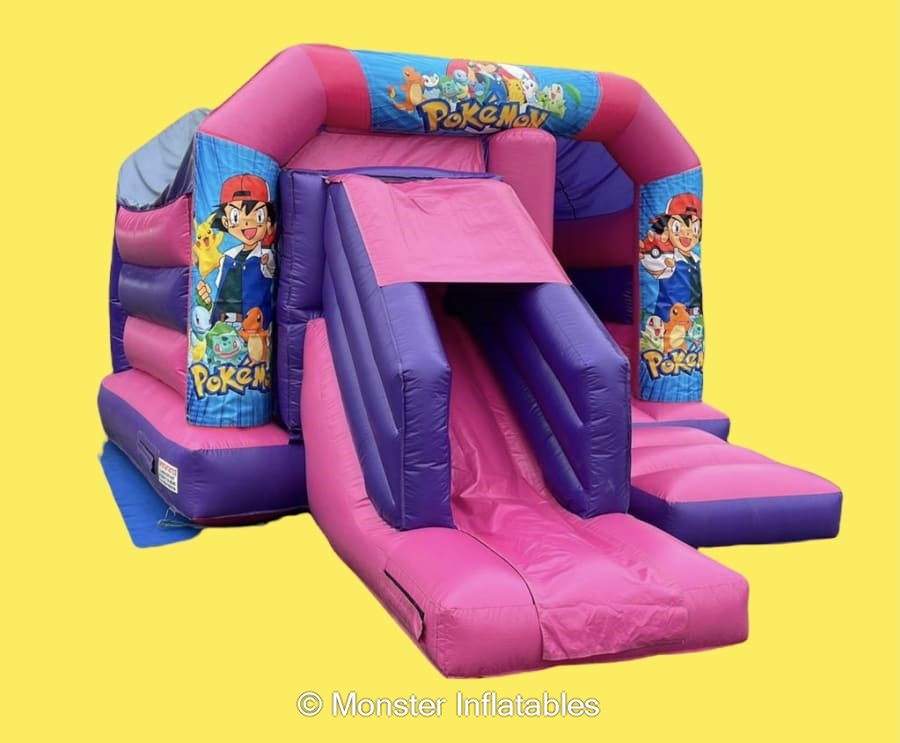 Pokémon Bounce & Front Slide Bouncy Castle (Pink 18x12) - Bouncy Castle ...