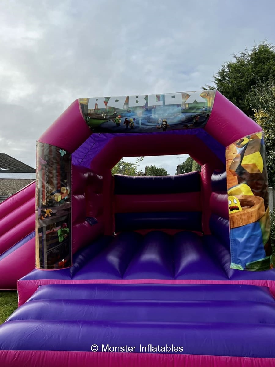 Roblox Bounce & Side Slide Bouncy Castle (Pink 18x15) - Bouncy Castle ...